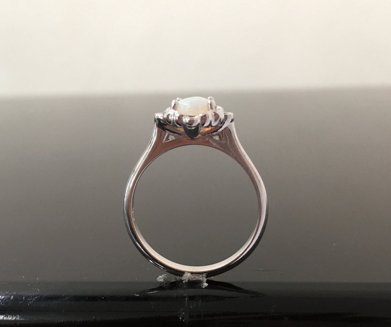White Gold Opal Engagement Ring 14K White Gold Opal Diamond - Etsy