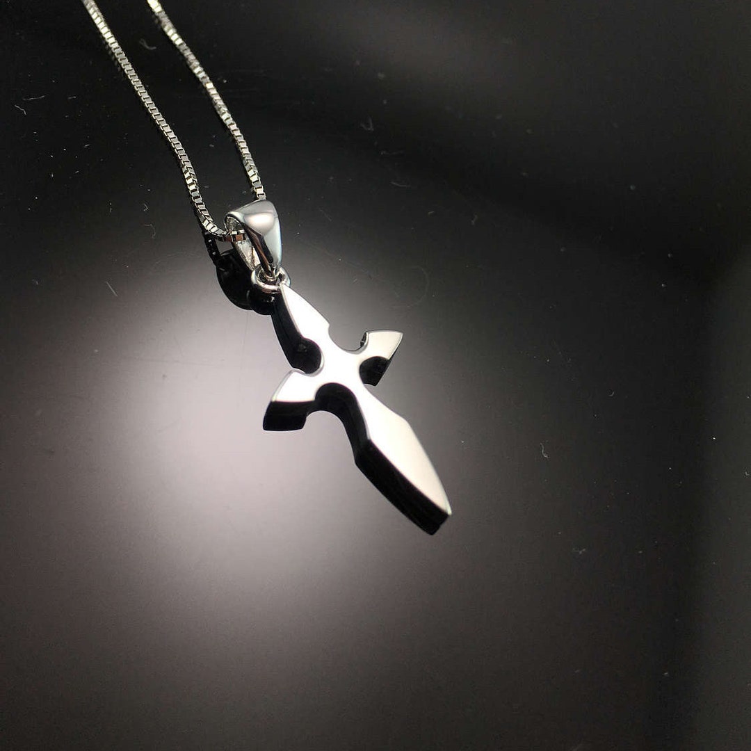 14K Solid White Gold Cross Pendant- 14K White Gold Small Cross Pendant ...