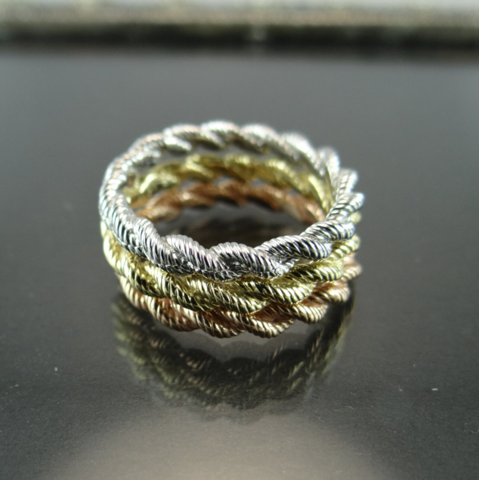 14K White Gold Rope Chain Design Stackable Ring White Gold - Etsy