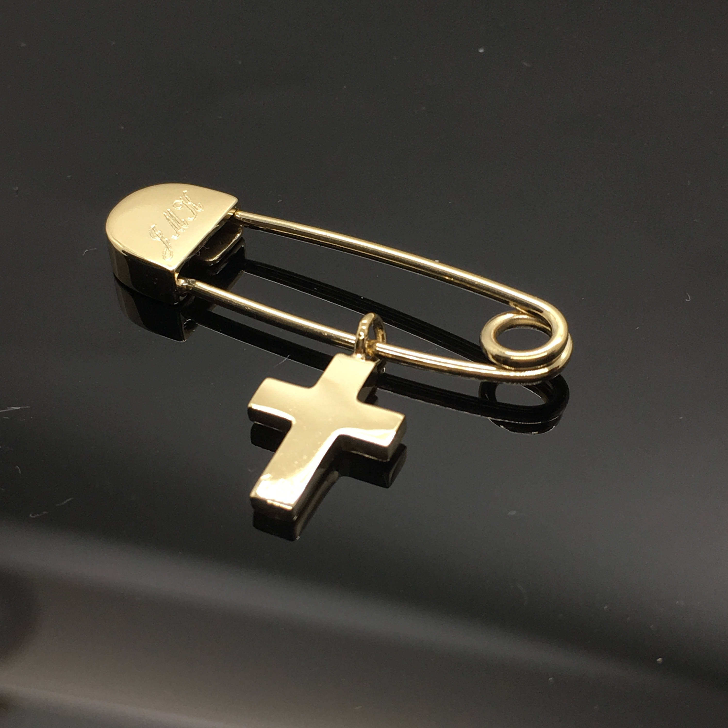 14K Yellow Gold Safety Pin - Handmade Personalized Baby Pin - Welcome ...