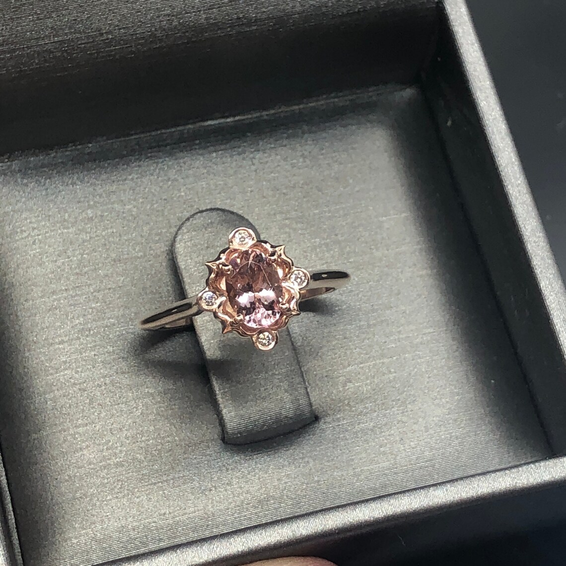 Rose Gold Vintage Inspired Morganite and Diamond Engagement | Etsy