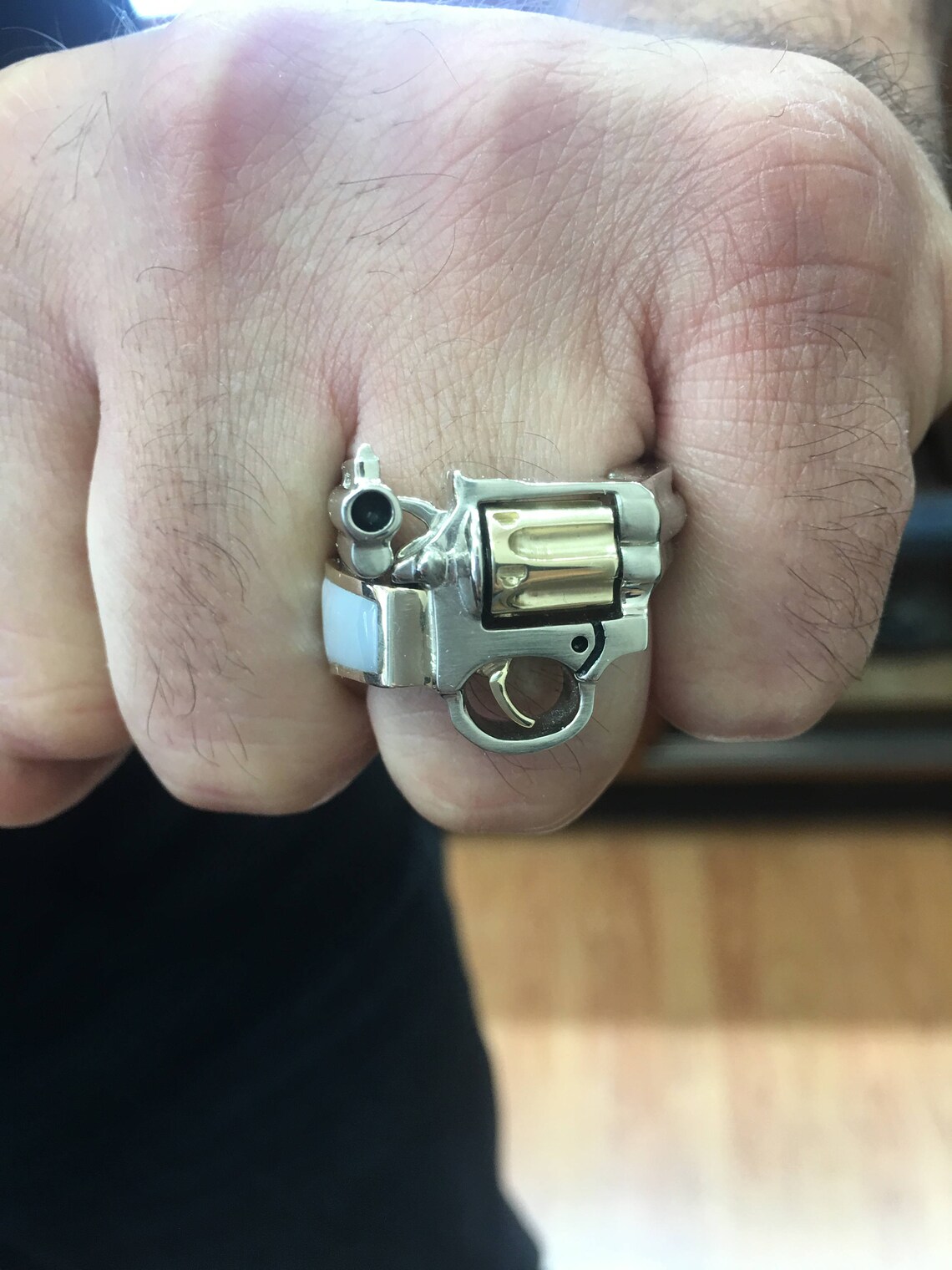 Gun Ring 14K Two Tone Gold Men's Revolver Ring - Etsy