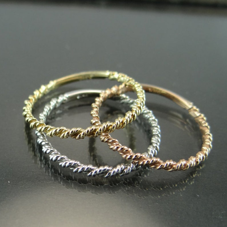 14K Yellow Gold Thin Rope Chain Design Band 14K Yellow Gold - Etsy