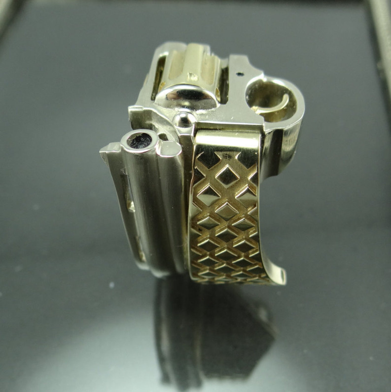 Gun Ring 14K Two Tone Gold Men's Revolver Ring Handmade - Etsy