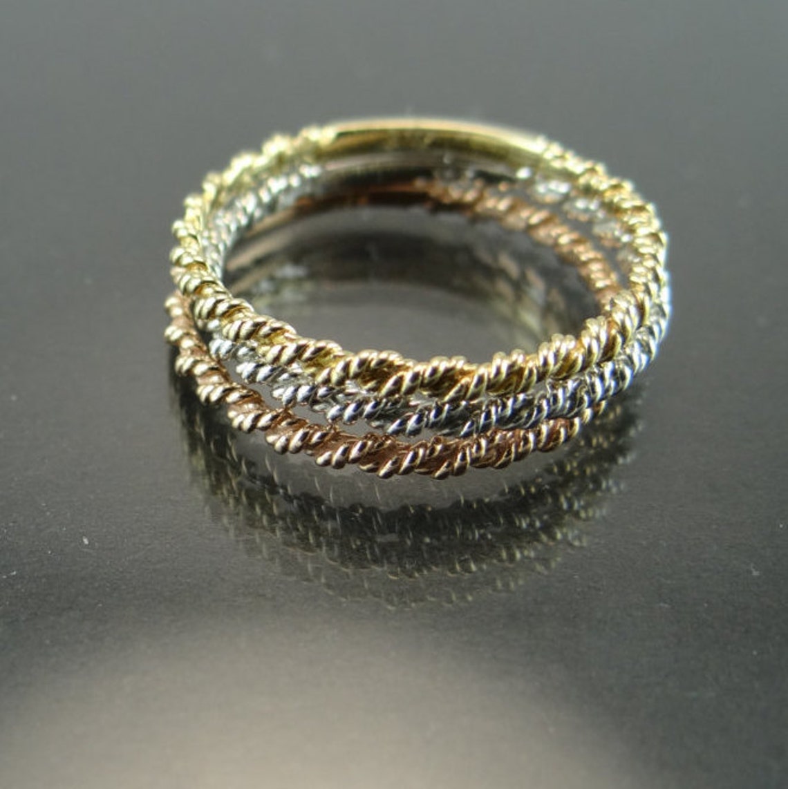 14K Yellow Gold Thin Rope Chain Design Band 14K Yellow Gold - Etsy