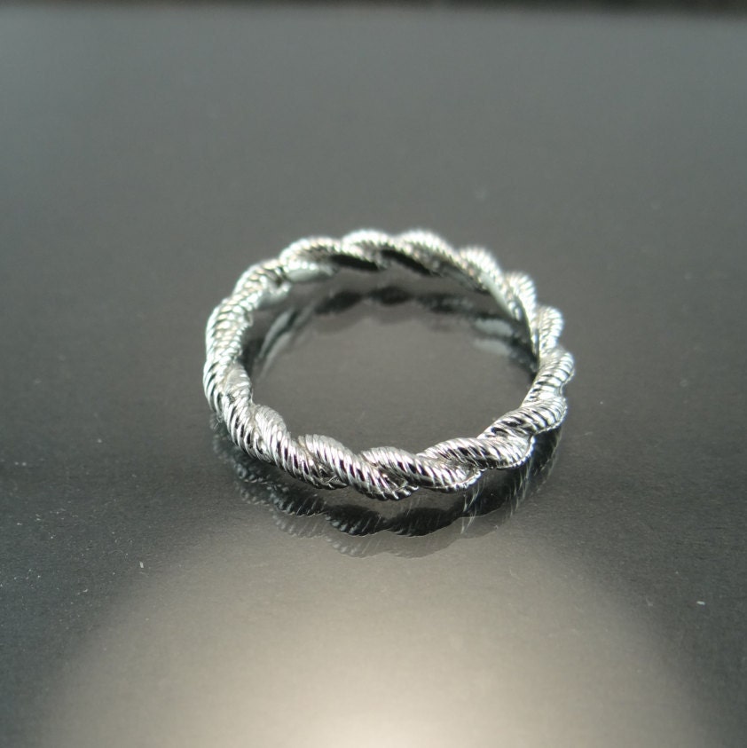 14K White Gold Rope Chain Design Stackable Ring White Gold | Etsy