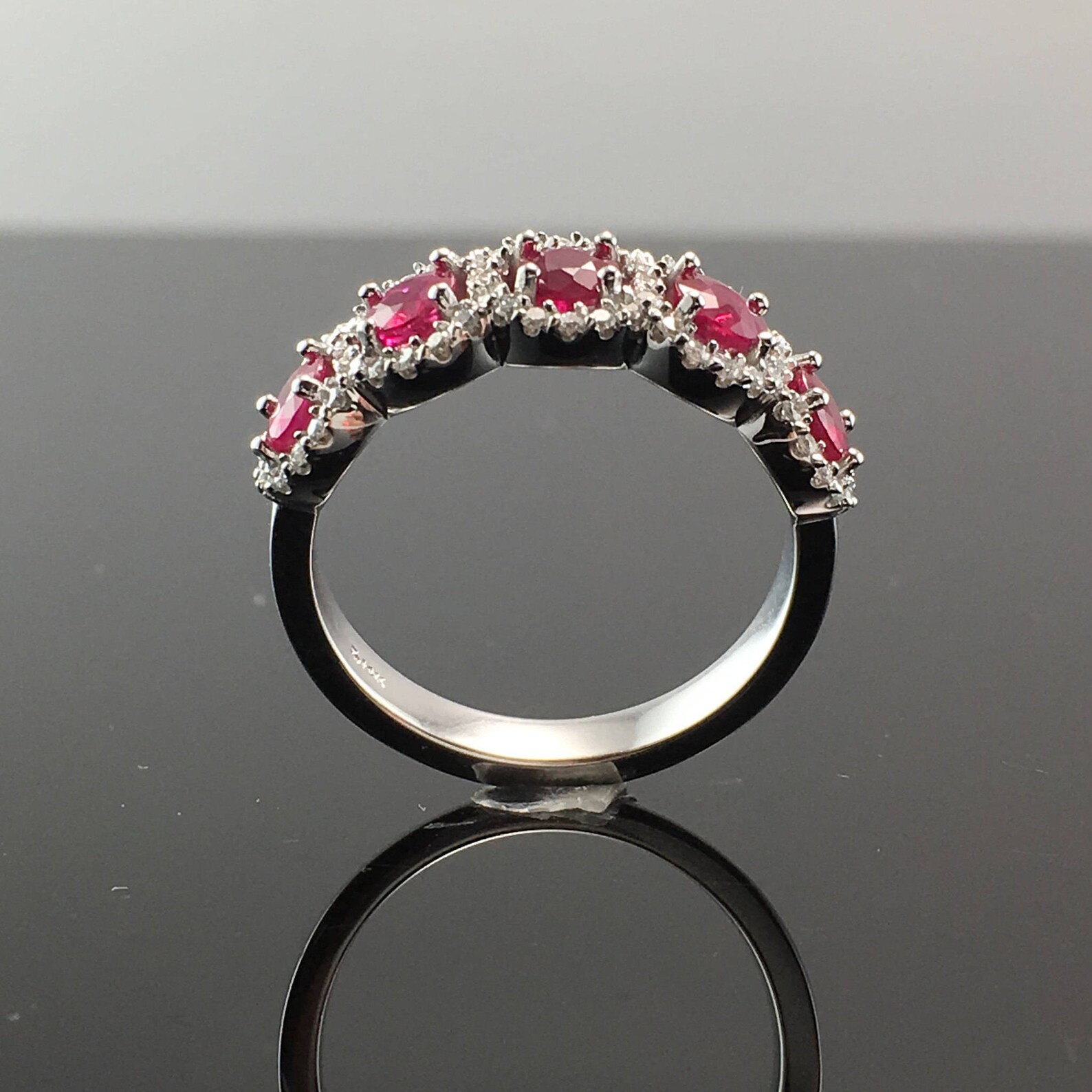 Ruby and Diamond Anniversary Ring 18K White Gold 5 Stone - Etsy UK