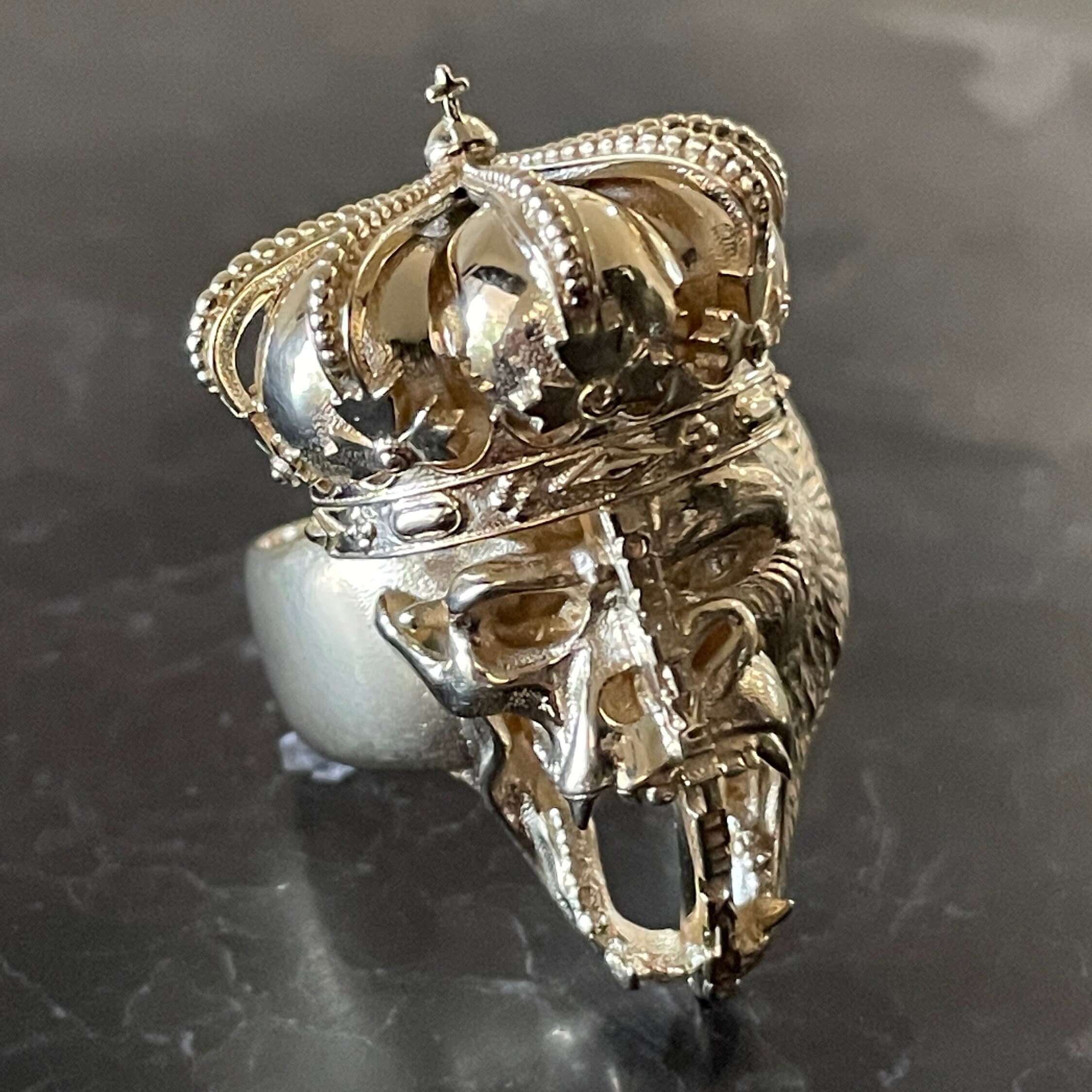 14K Gold King Kong Ring Men's Gorilla Ring With Crown - Etsy