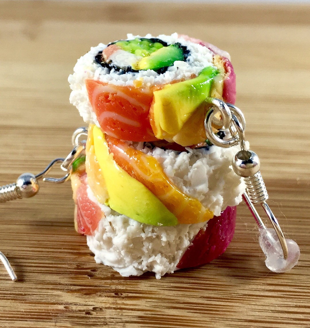Polymer Clay Sushi Rainbow Rolls Miniature Food Charm Jewelry - Etsy