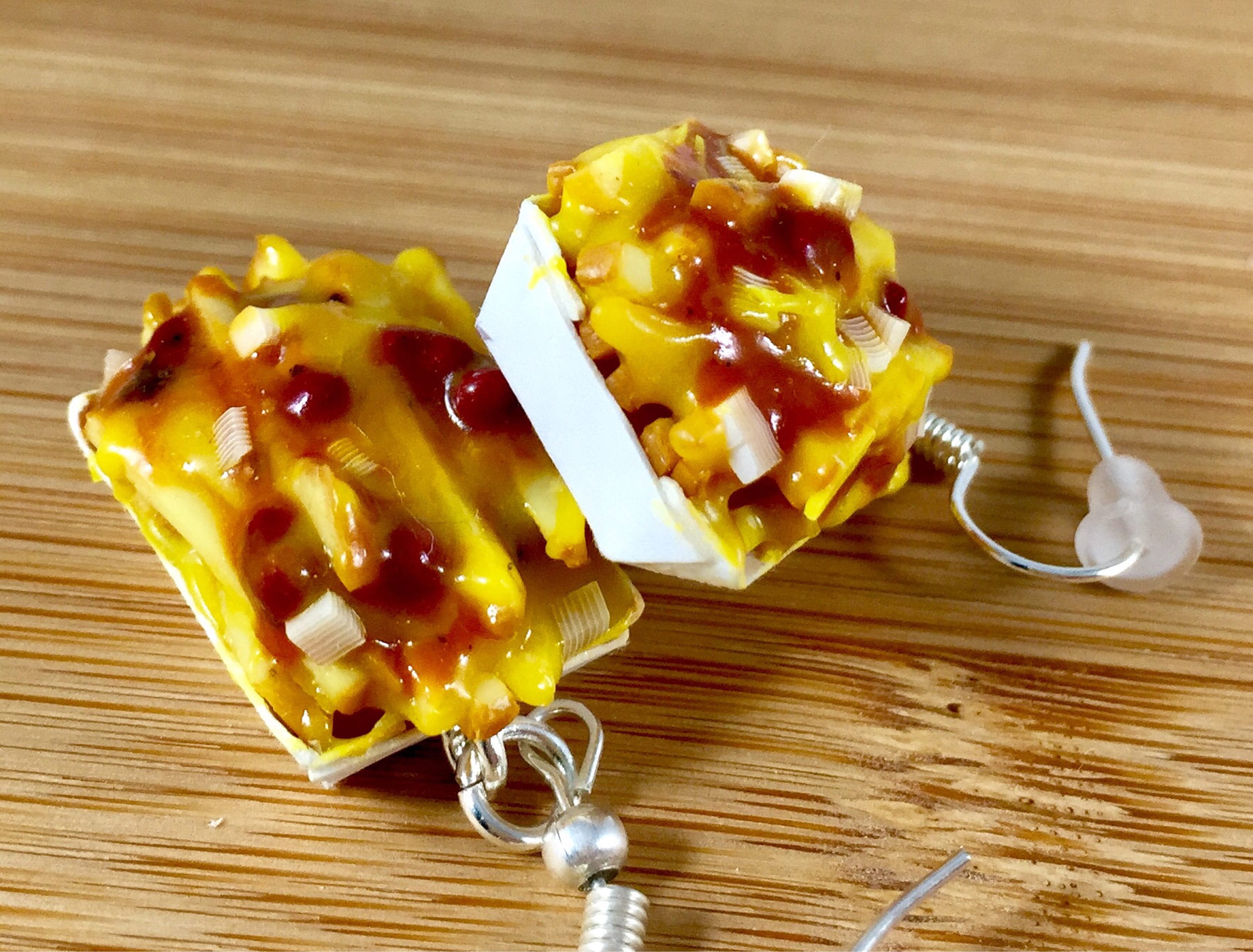 Polymer clay chili cheese fries food charm jewelry | Etsy