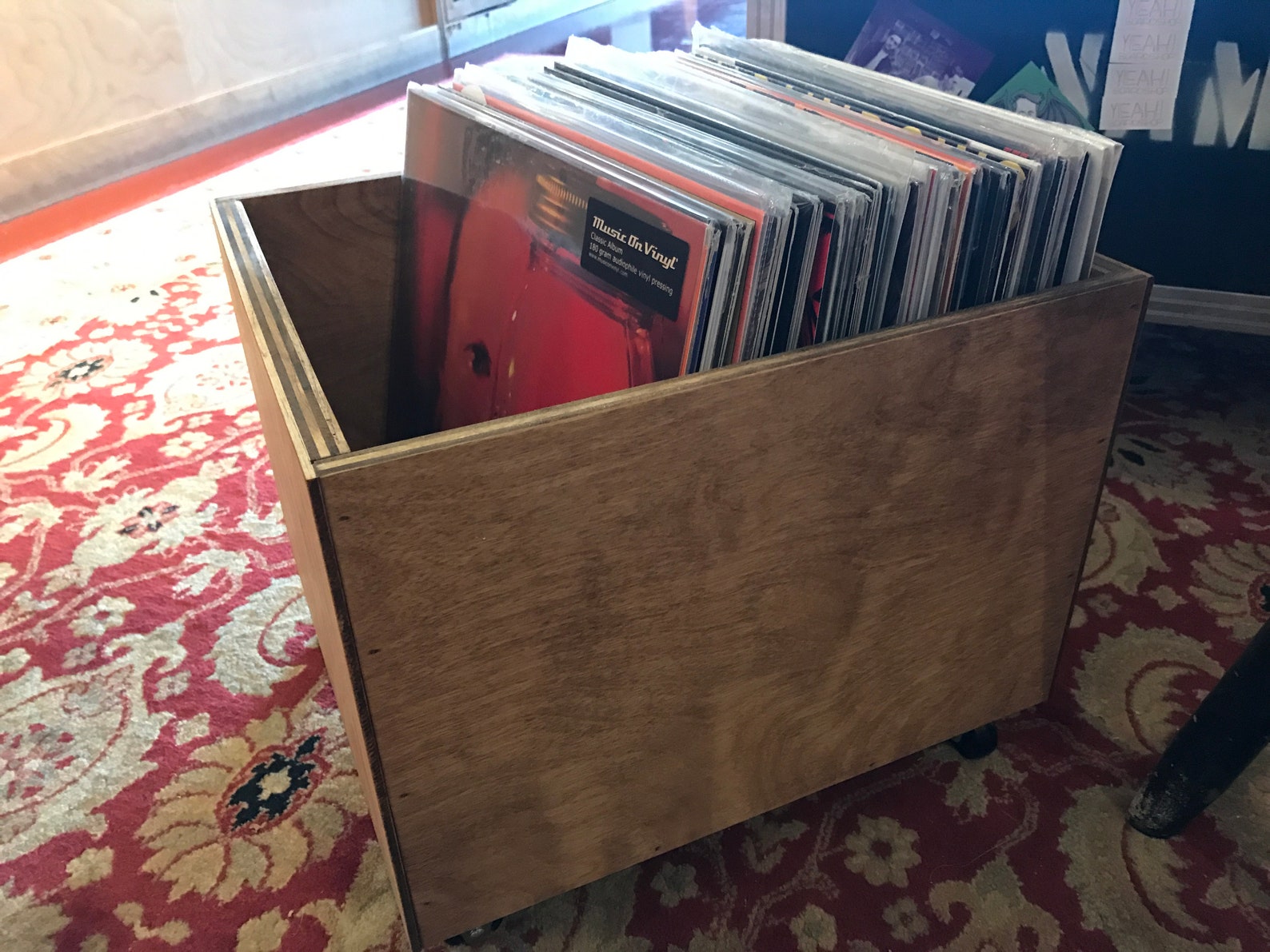 Vinyl LP Record Roll Around Cart // Record Crate // Vinyl LP Crate ...