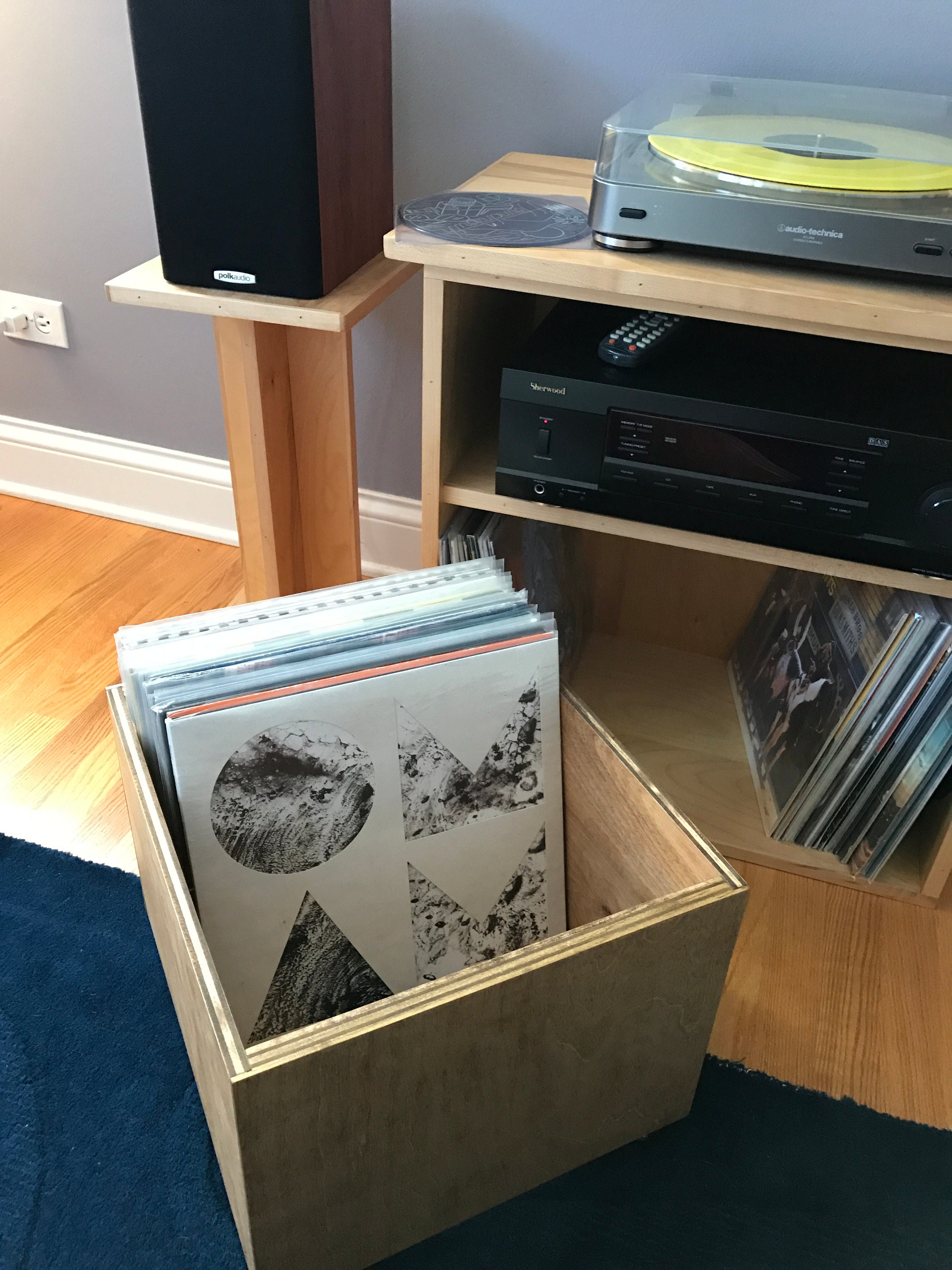 Vinyl LP Record Roll Around Cart // Record Crate // Vinyl LP Crate ...