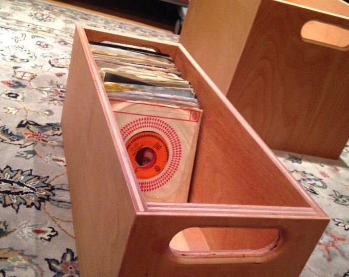 45 RPM 21 1/2 Deep Vinyl Record Storage and Display Crate Natural ...