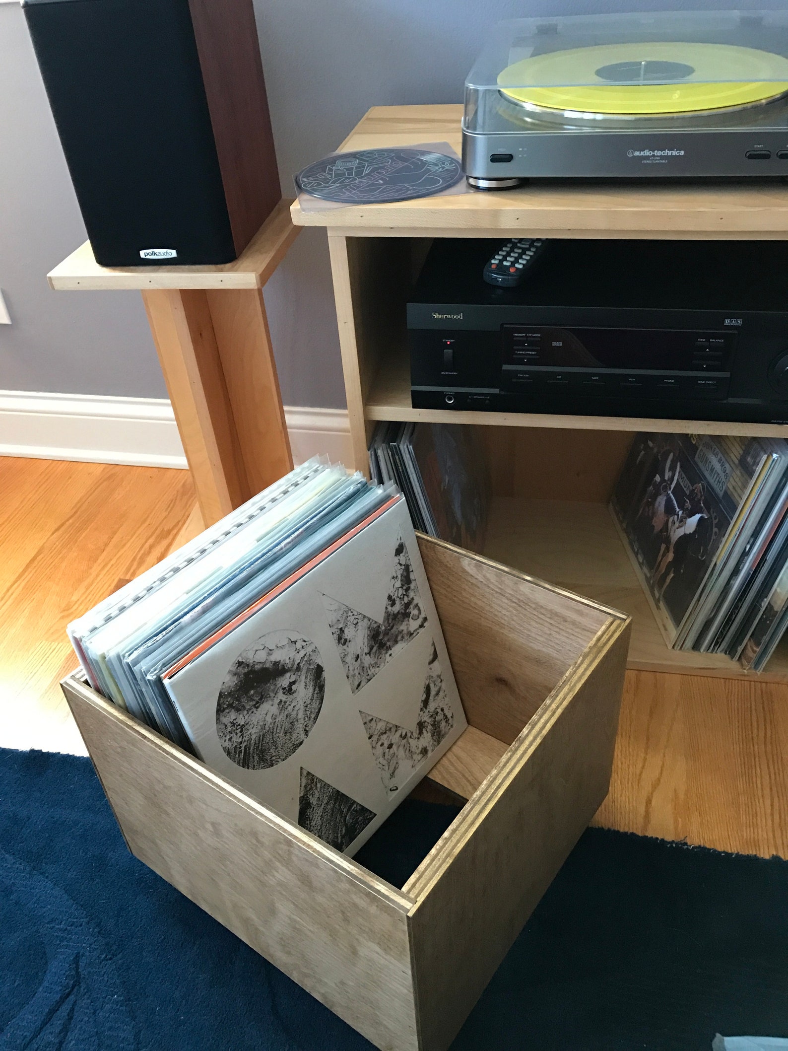 Vinyl LP Record Roll Around Cart // Record Crate // Vinyl LP Crate ...