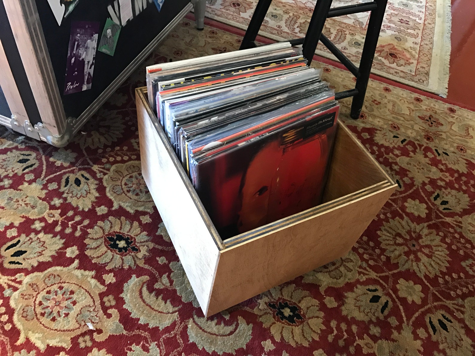 Vinyl LP Record Roll Around Cart // Record Crate // Vinyl LP Crate ...