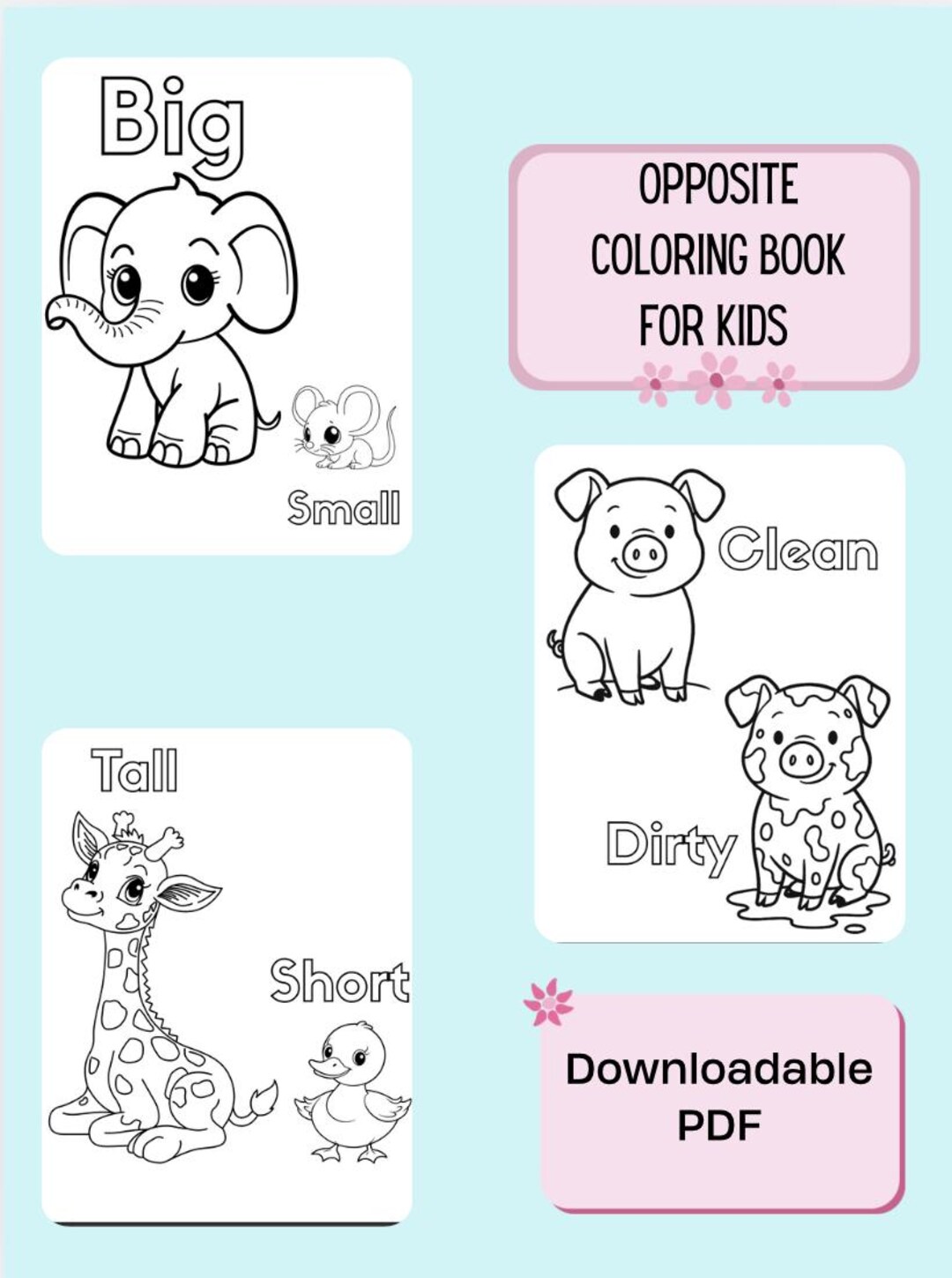 Opposites Educational Activity for Kids | Educational Coloring Pages ...
