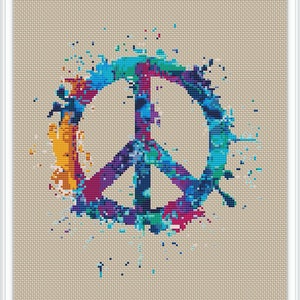 Peace Sign Cross Stitch Pattern, Free Shipping, Cross Stitch PDF, Cross ...