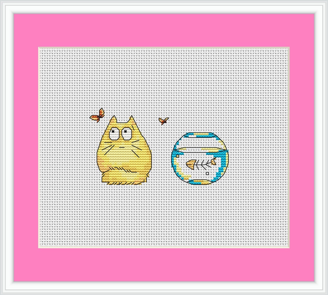 Cat Cross Stitch Pattern Animals Cross Stitch Free Shipping - Etsy