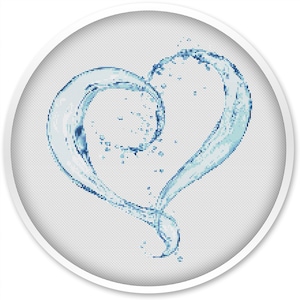 Water Heart Cross Stitch Pattern, Cross Stitch PDF, Love Patterns ...