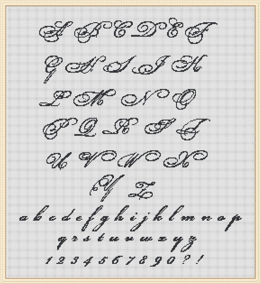 Font Cross Stitch Pattern, Cross Stitch Alphabet, Alphabet Engraved ABC ...
