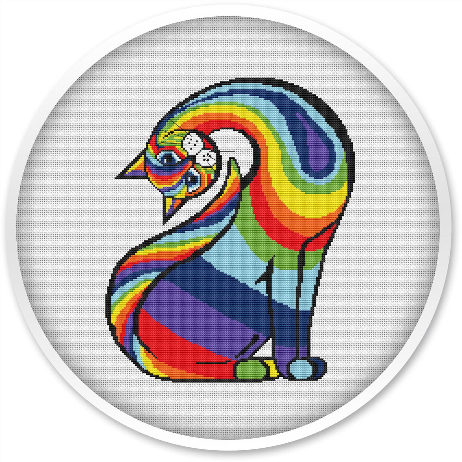 Rainbow Cat Geometric Cross Stitch Pattern Pdf Instant - Etsy