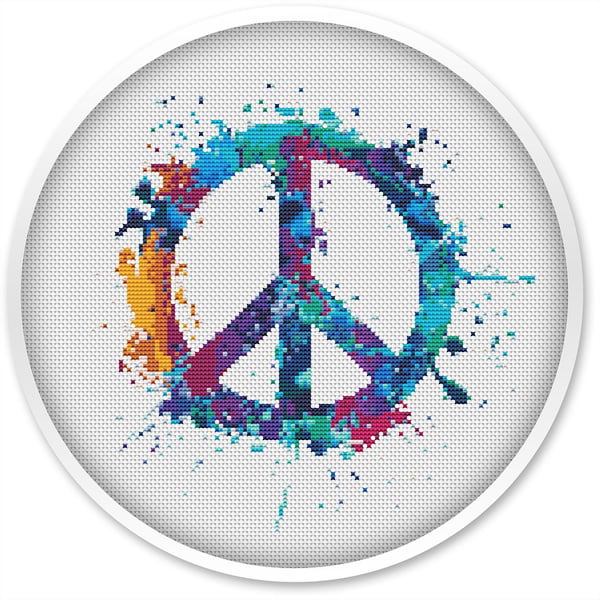 Peace Sign Cross Stitch - Etsy