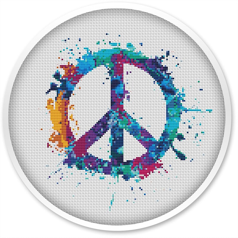 Peace Sign Cross Stitch - Etsy