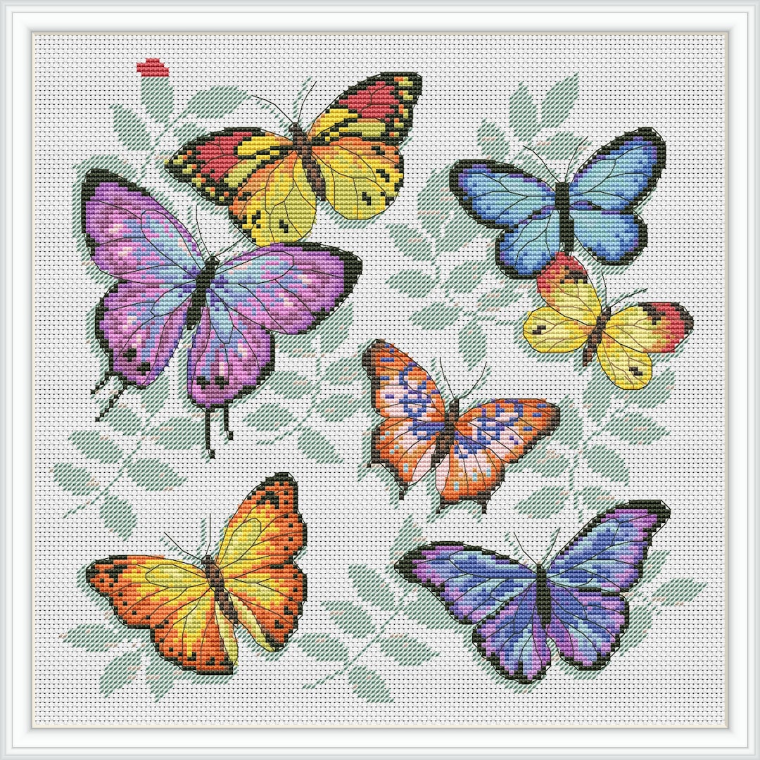 Butterfly Cross Stitch Pattern: Floral Insect Design (PDF Pattern) - Etsy