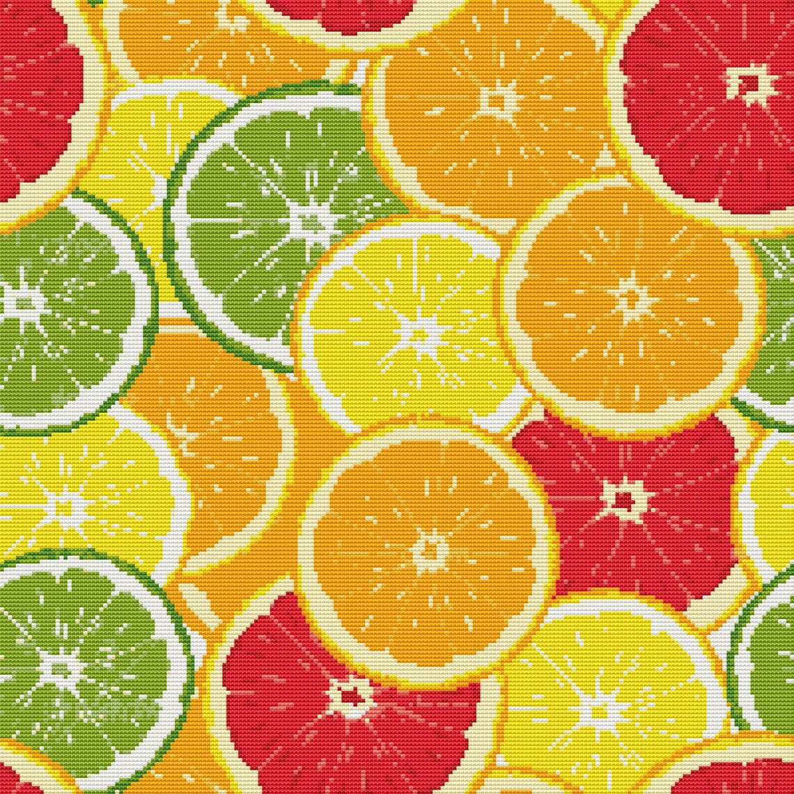 Citrus Cross Stitch Pattern Orange Cross Stitch Instant - Etsy