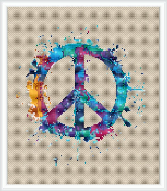 Peace Sign Cross Stitch Pattern Free Shipping Cross Stitch - Etsy