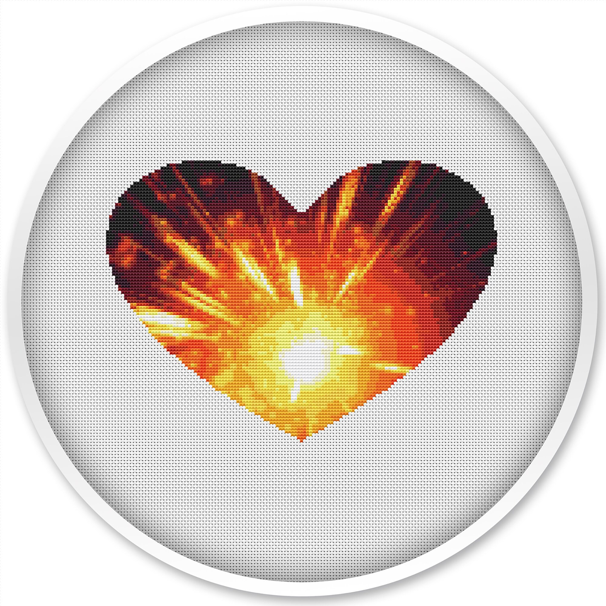 Heart Cross Stitch Pattern Fiery Heart Watercolor Cross - Etsy