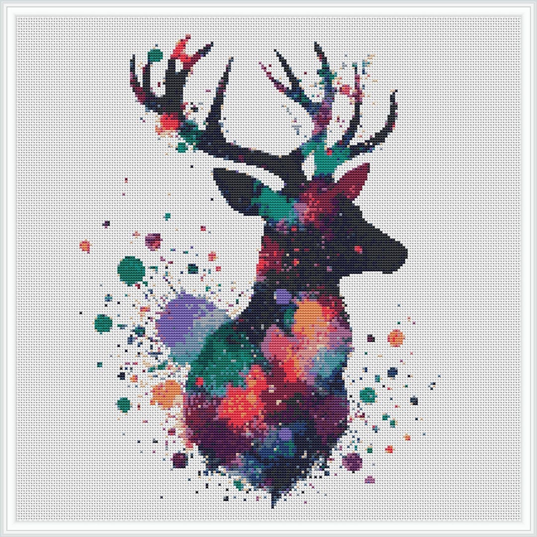 Deer Cross Stitch Pattern, PDF Instant Download, Abstract Handmade ...