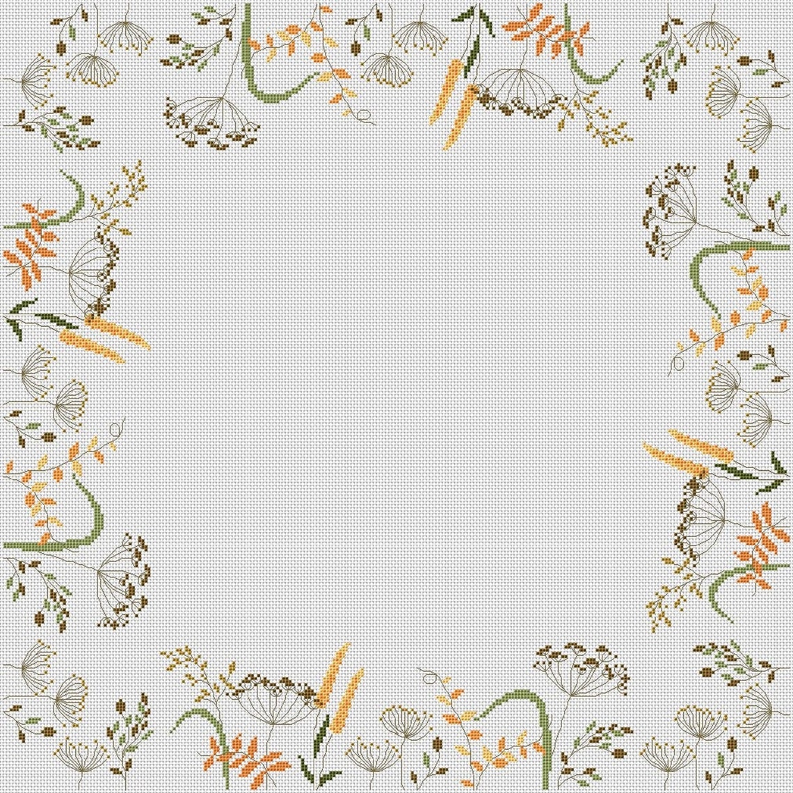 Bloom Tablecloth Cross Stitch Pattern: Plants Design (PDF Pattern) - Etsy