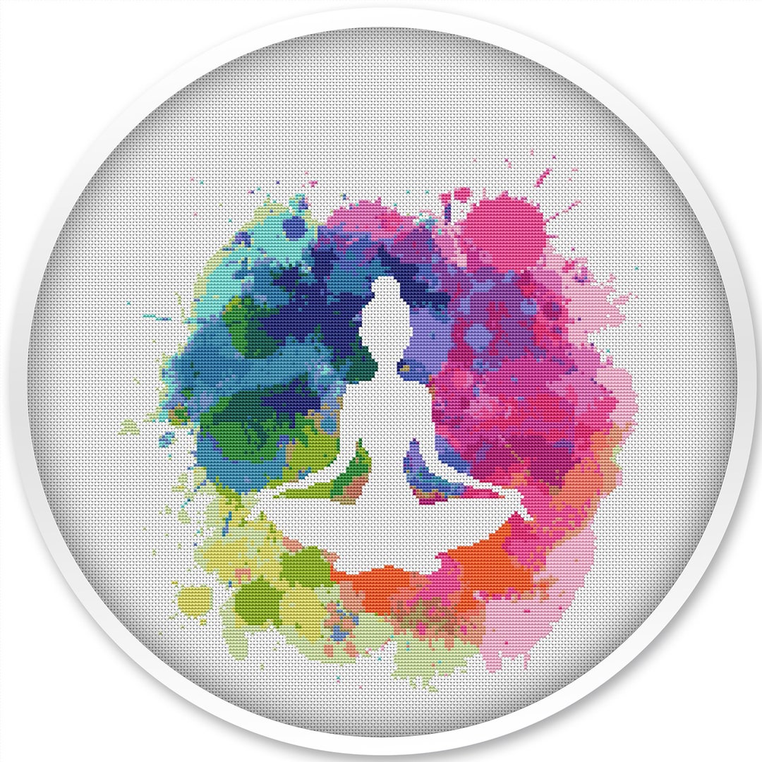 Yoga Cross Stitch Pattern: Yogi Watercolor Design (PDF Pattern) - Etsy