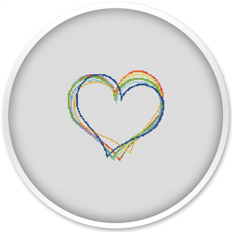 Small Rainbow Heart Cross Stitch Pattern Free Shipping Cross - Etsy