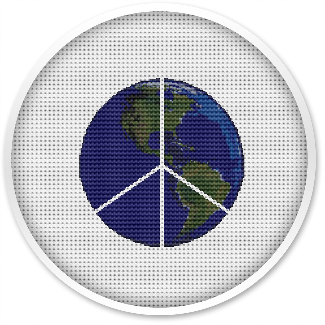 Peace Sign Earth Cross Stitch Pattern Free Shipping Cross - Etsy