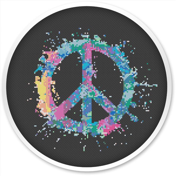 Peace Sign Cross Stitch Pattern Free Shipping Cross Stitch | Etsy