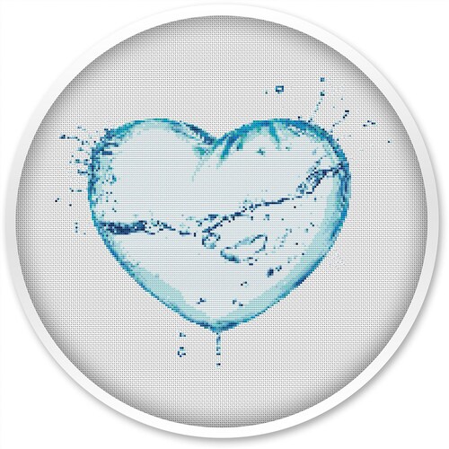 Watercolor Heart Cross Stitch Pattern Cross Stitch PDF Love - Etsy