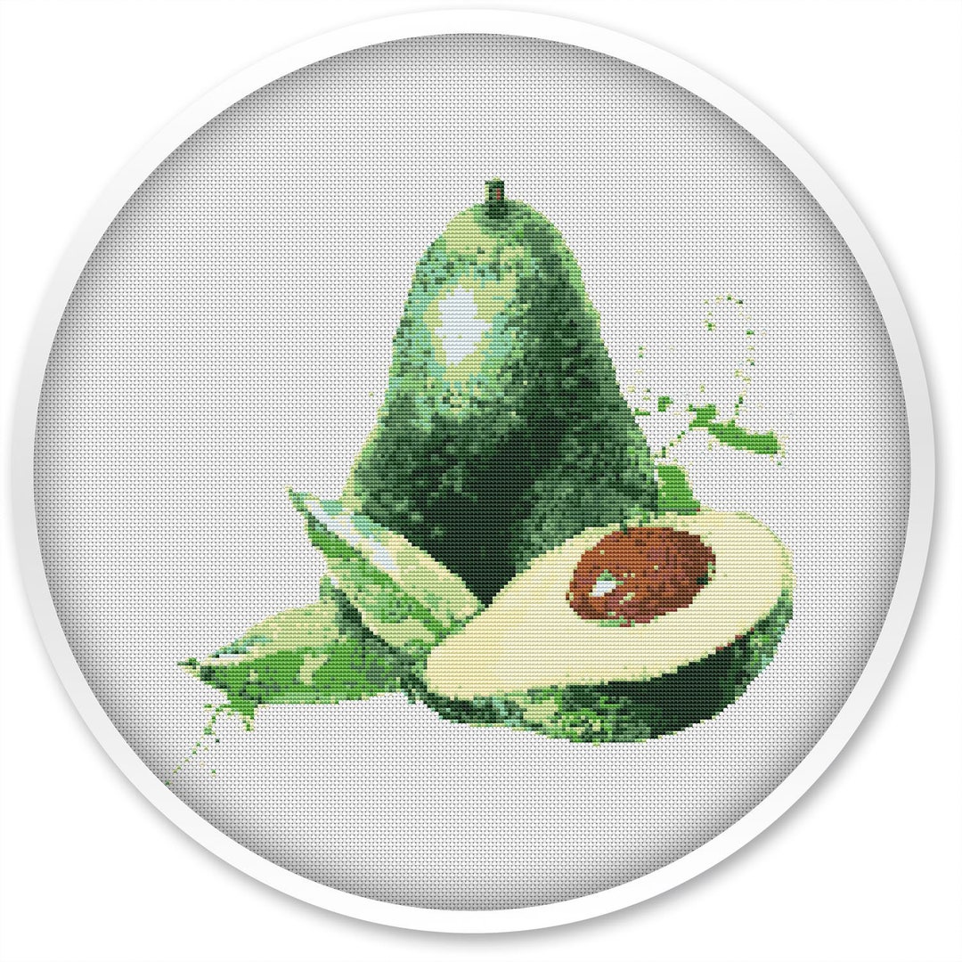 Avocado Cross Stitch Pattern, Cross Stitch Pdf, Abstract Cross Stitch ...