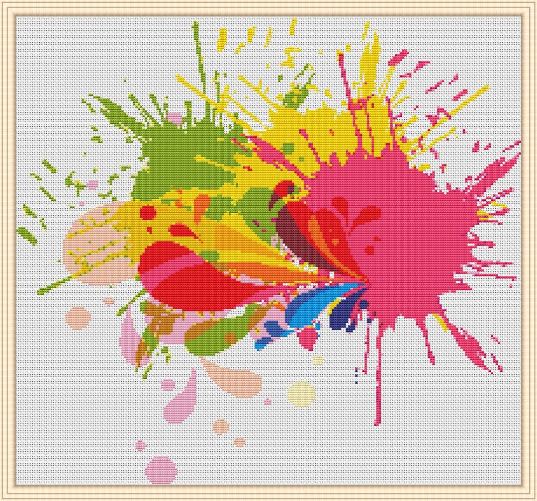 Abstract Paint Splatter Cross Stitch Pattern (PDF) - Etsy