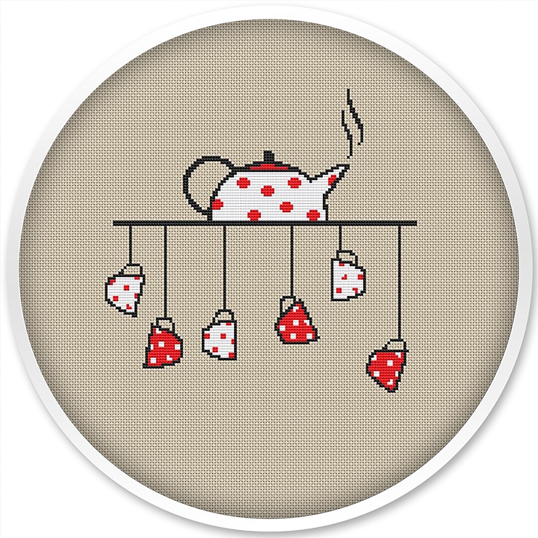Tea Time Cross Stitch Pattern: Teapot & Cups (PDF Pattern) - Etsy