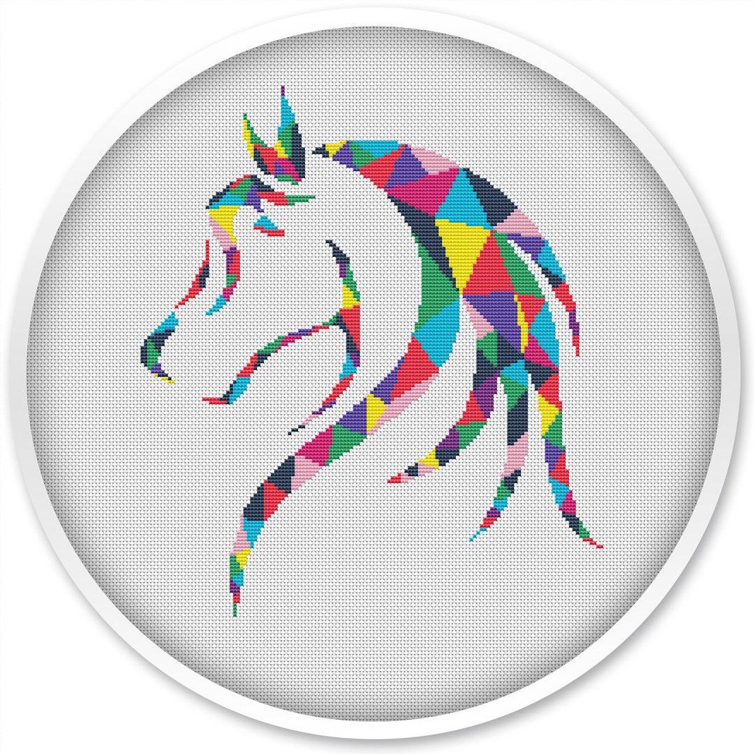 Horse Cross Stitch Pattern, Modern Geometric Cross Stitch Pattern, Pdf ...