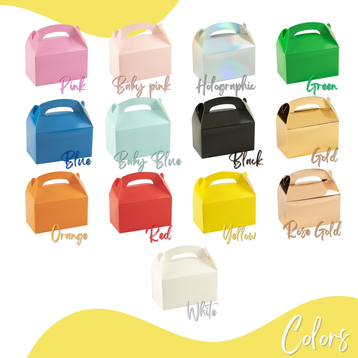 Yellow Gable Box, Party Favor Box, Goodie Boxes, Favor Box, Candy Favor ...