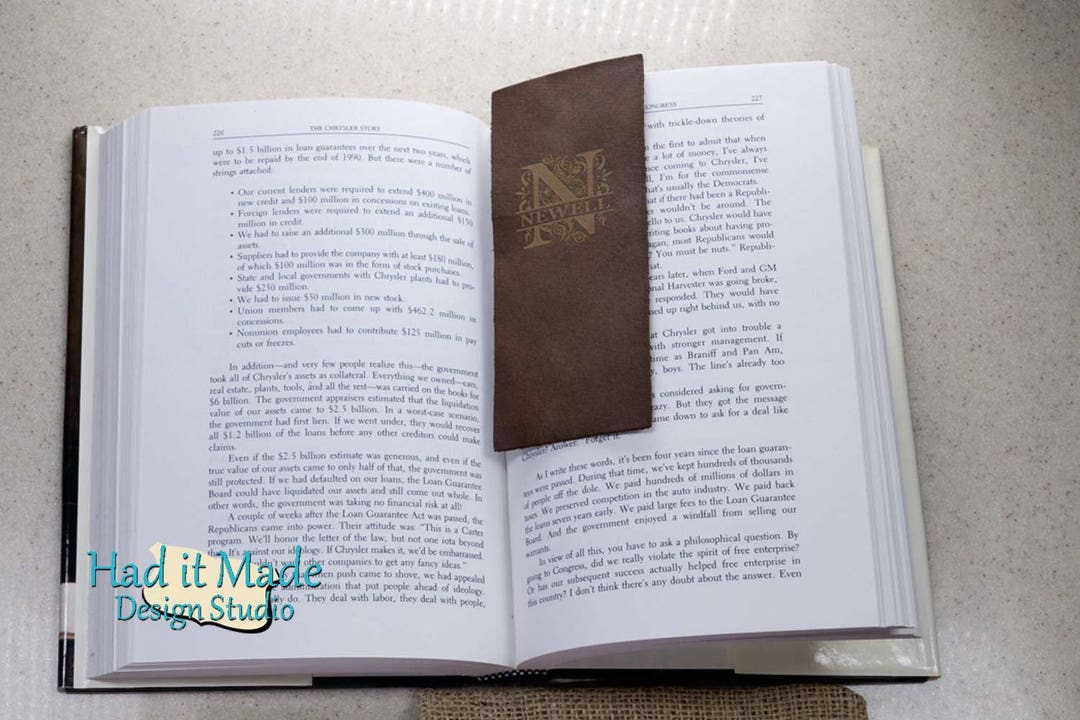 Monogram Bookmark, BM-M3 Fine Leather Bookmark With Custom Made Burlap ...