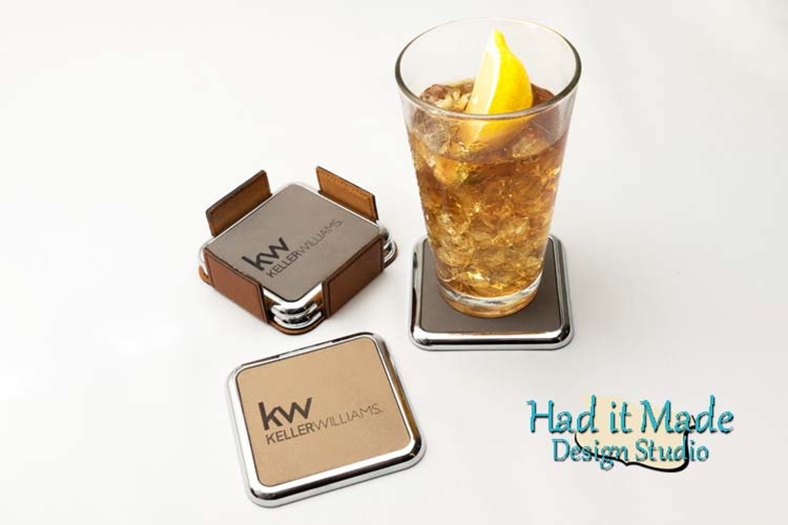 Realtor Logo Coaster Set, (CS-KW1) Leather Coaster, 3rd Anniversary ...
