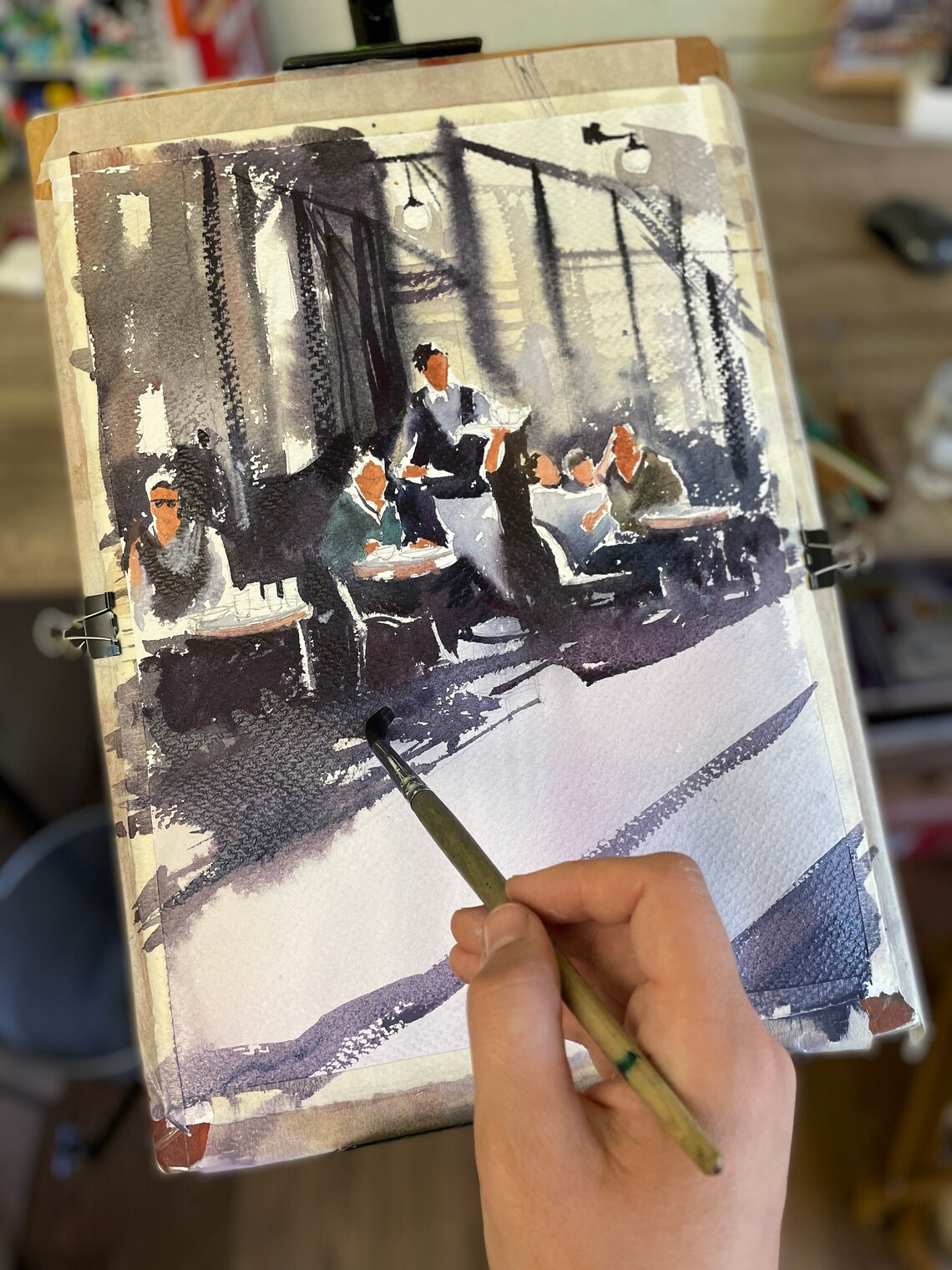 Waiter Restaurant Painting Print of Original Art Watercolor Painting ...