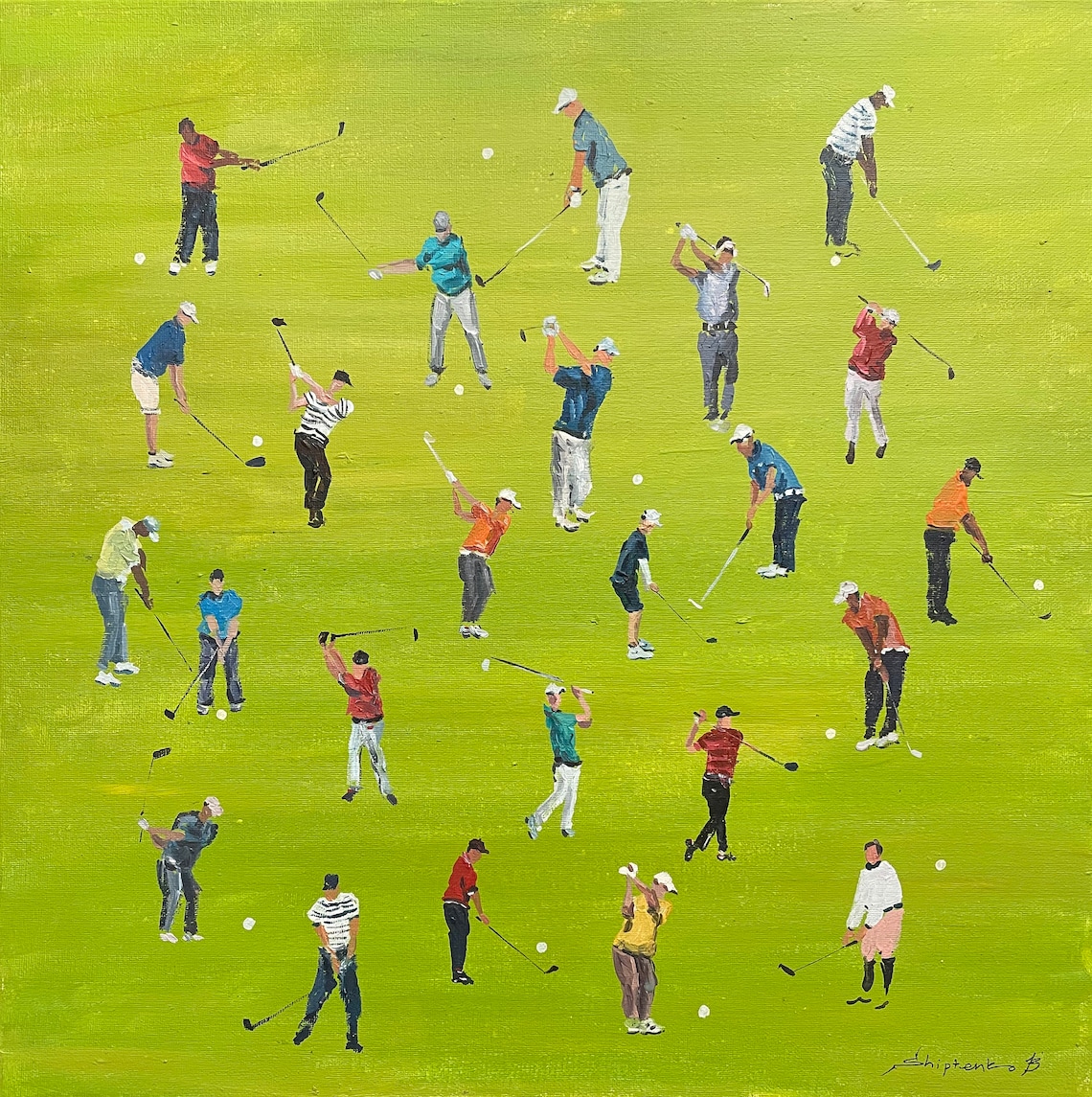 Golf Players Painting Original Art Golfers Oil Painting Sport | Etsy