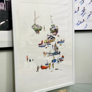 Dockside Tales Print of Original Watercolor Painting Yacht Sketch ...