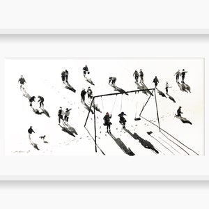 Swing Painting Print of Original Watercolor Painting Figurative Artwork ...