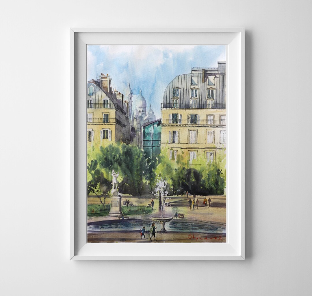 Paris Painting Paris Street Scene Park Print of My Watercolor Painting ...